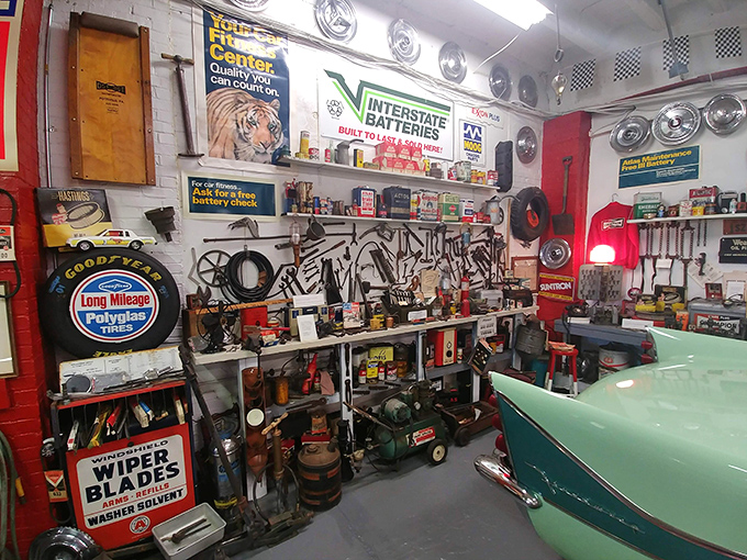 Every corner reveals another treasure, from vintage memorabilia to perfectly preserved automotive history displays.