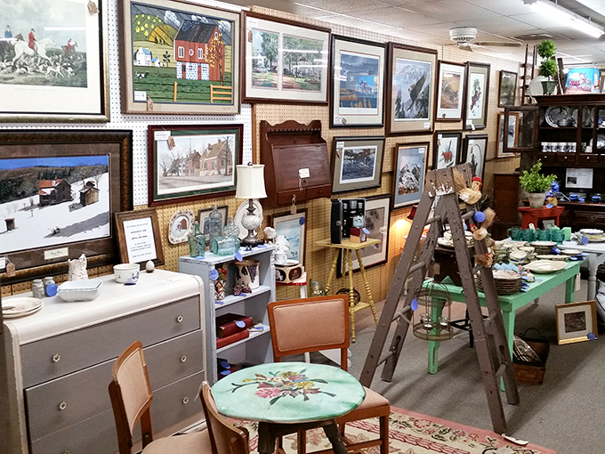 Every wall tells a story in this gallery of memories. That mint-green chair with floral embroidery? Someone's grandmother once deemed it the height of fashion.