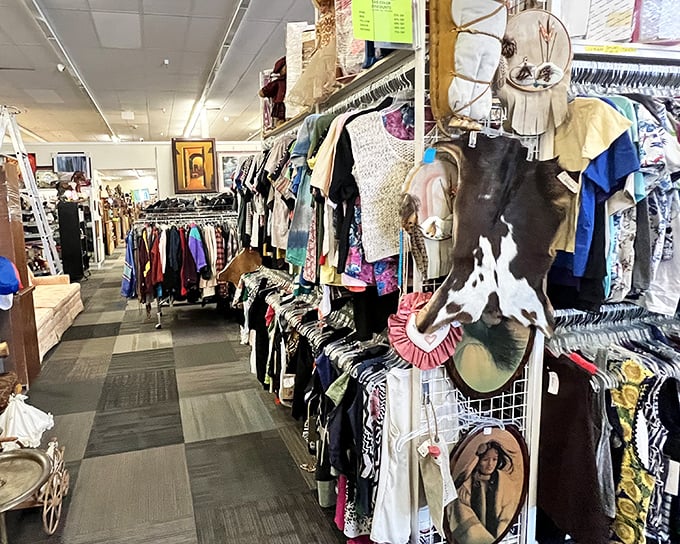 Racks upon racks of clothing history await, from yesterday's fashions to last season's castoffs, all priced for the budget-conscious treasure hunter.