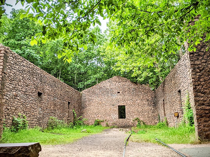 History meets nature at the Engine House ruins, where stone walls whisper stories of the area's industrial past amid encroaching greenery.