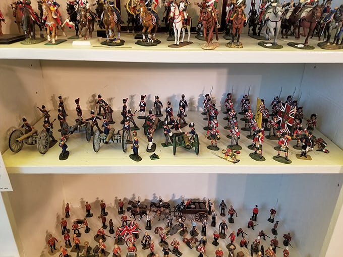 These miniature military figurines stand at attention, waiting for collectors to draft them into service. History in palm-sized form!