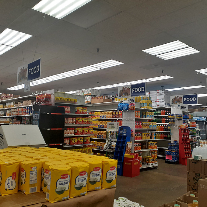 The food section: where name brands mingle with mysterious imports in a United Nations of snacking possibilities.