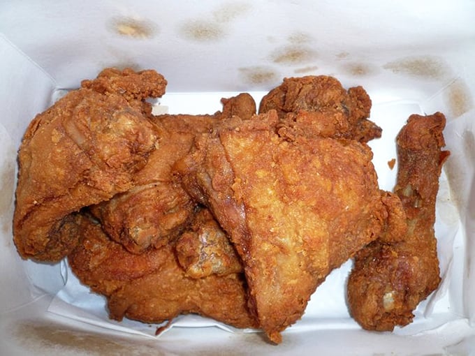 Behold the star of the show! Golden-brown, perfectly crispy chicken that makes you understand why some people consider fried poultry a religious experience.