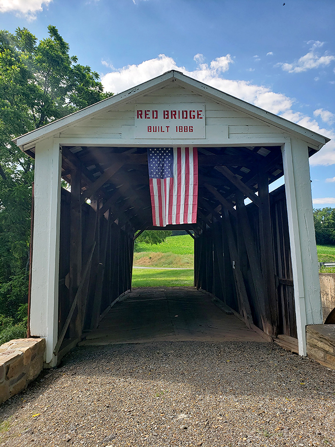 That American flag isn't just decoration &ndash; it's a patriotic welcome mat spanning centuries.