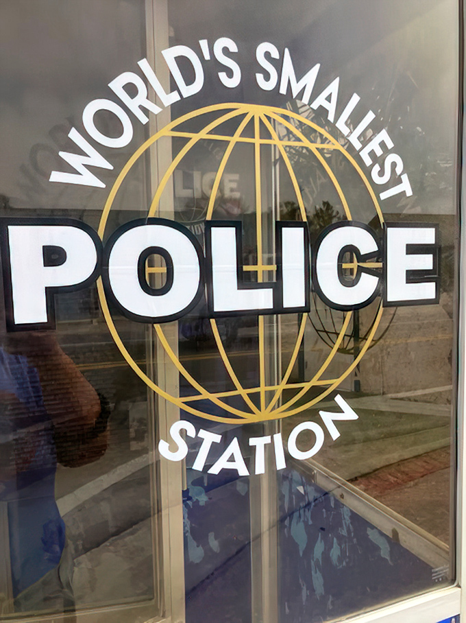 Through the glass, you can glimpse the surprisingly organized interior of America's most efficient police station.