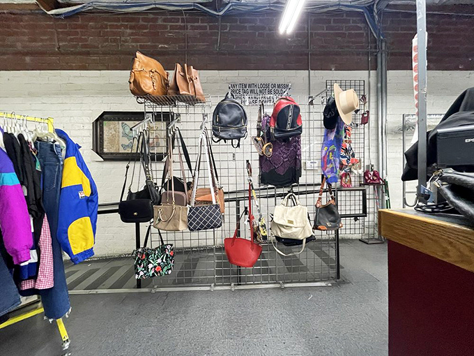 Handbag heaven awaits the patient treasure hunter. That red tote is practically screaming "Take me home and make me the star of your next dinner party!"