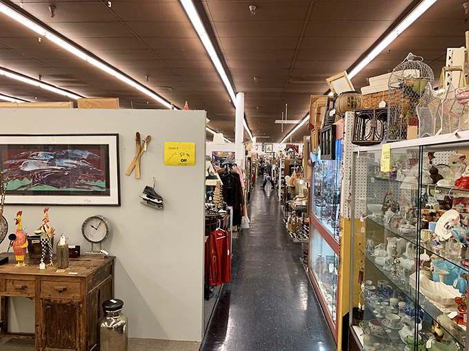 Every aisle tells a different story. This one's narrating tales of vintage clothing, collectible glassware, and that one thing you didn't know you needed.