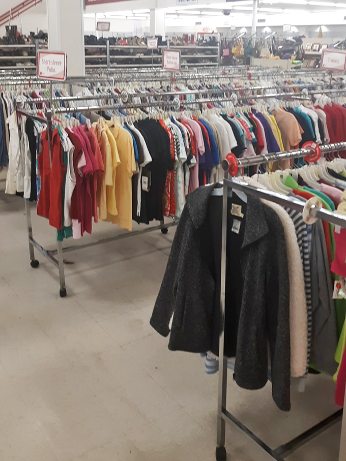 The women's section could outfit a small nation. That perfect vintage blouse is hiding here somewhere, waiting patiently for its second act.