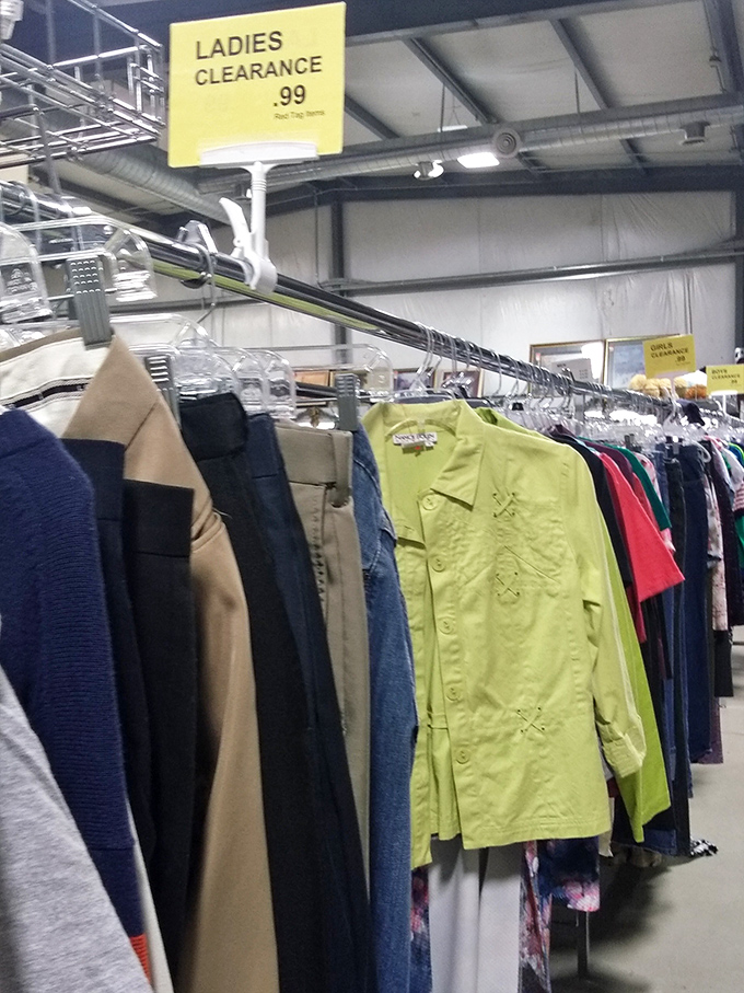 The legendary 99-cent ladies' clearance rack&mdash;where fashion dreams come true without emptying your wallet. That lime green blouse is calling!