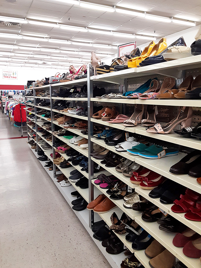 Shoe heaven exists! Each shelf tells a different story—from barely-worn designer finds to comfortable classics waiting for their second act.