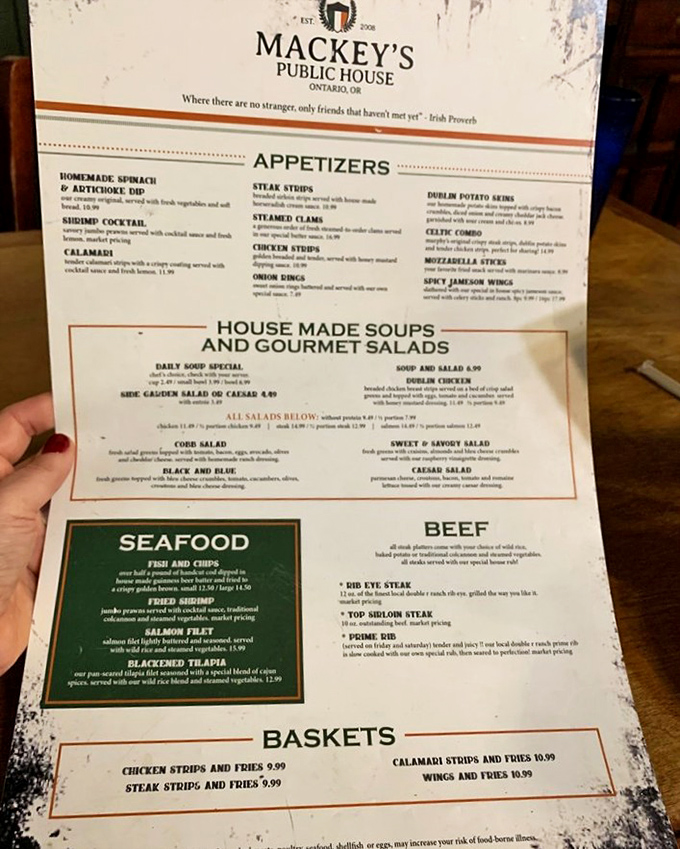 A menu that doesn't need fancy fonts or pretentious descriptions. Just honest food that speaks for itself—especially that legendary rib eye steak.