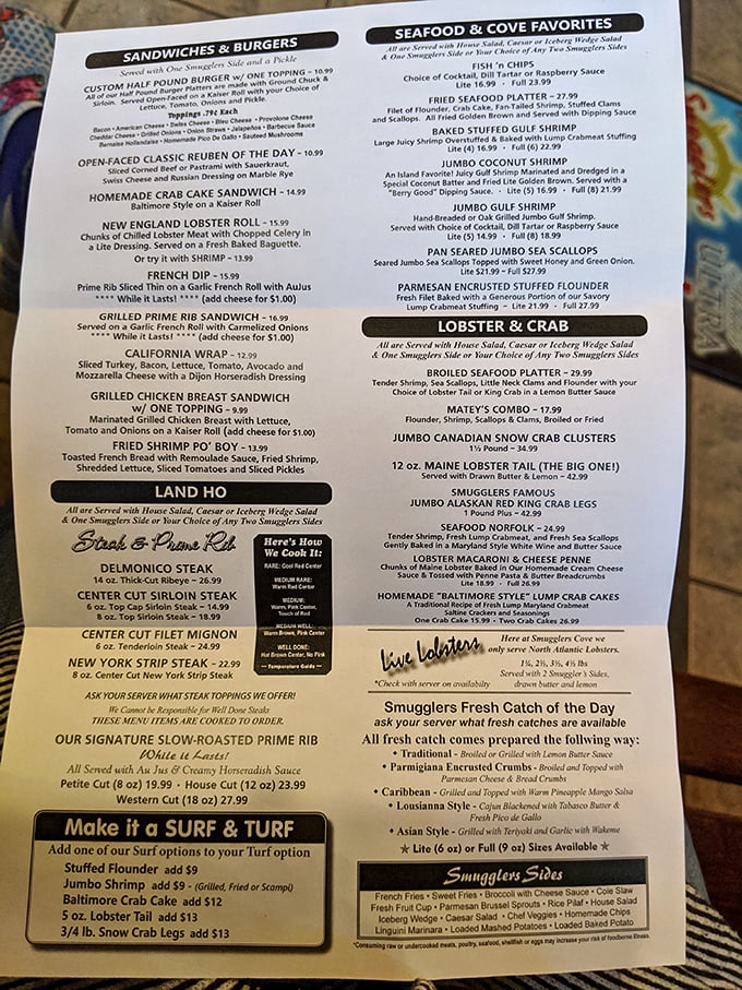 This menu isn't just a list&mdash;it's a maritime treasure map. X marks the spot for everything from jumbo coconut shrimp to that legendary Maine lobster tail.