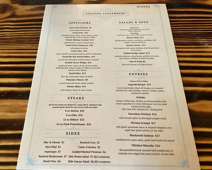 A menu that reads like a love letter to carnivores. Each description promises a journey worth taking. 