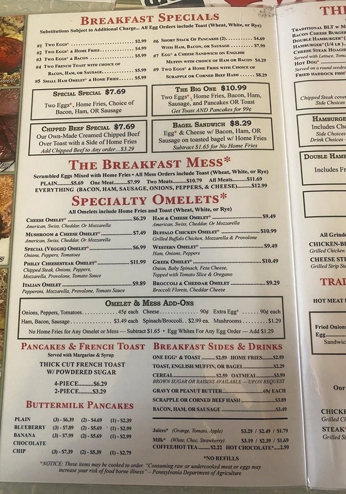 The breakfast menu at Tom & Joe's doesn't need fancy fonts or artisanal descriptions&mdash;just honest food that speaks for itself.