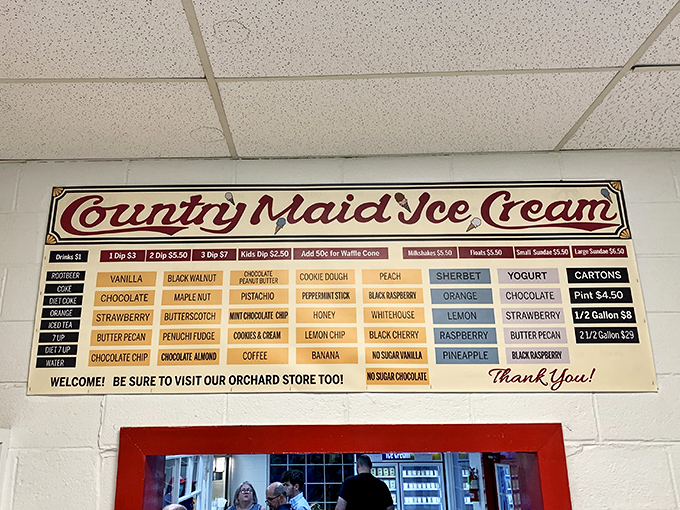 The flavor board reads like a dessert lover's bucket list. Decisions this important shouldn't be rushed, but the line behind you might disagree.