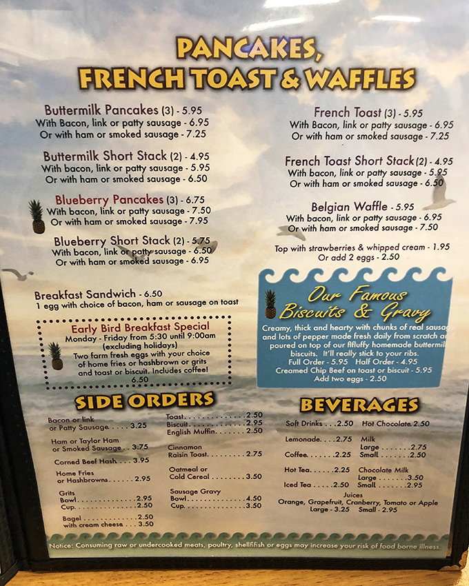 This menu isn't trying to reinvent breakfast&mdash;it's perfecting it. The "Famous Biscuits & Gravy" isn't just a name; it's a promise.