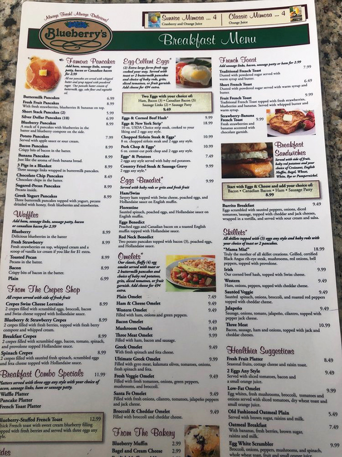 The menu at Blueberry's reads like a love letter to breakfast classics, with enough options to require several visits for proper research.