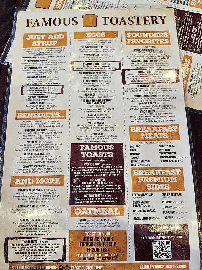 This menu isn't just a list&mdash;it's a roadmap to breakfast nirvana. So many choices, so little stomach space!