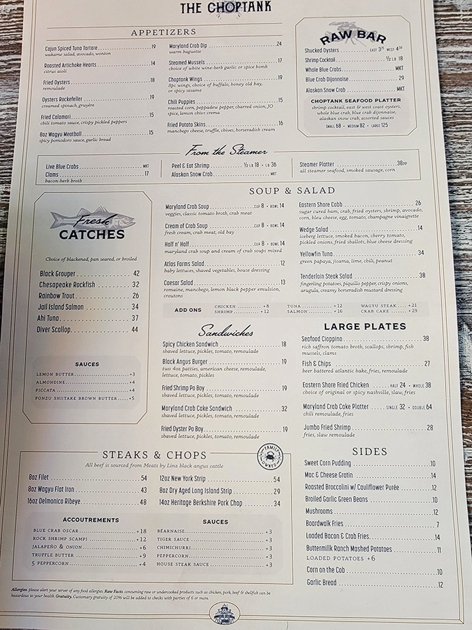 A menu that reads like a love letter to the Chesapeake Bay. Decision paralysis has never been so delicious.