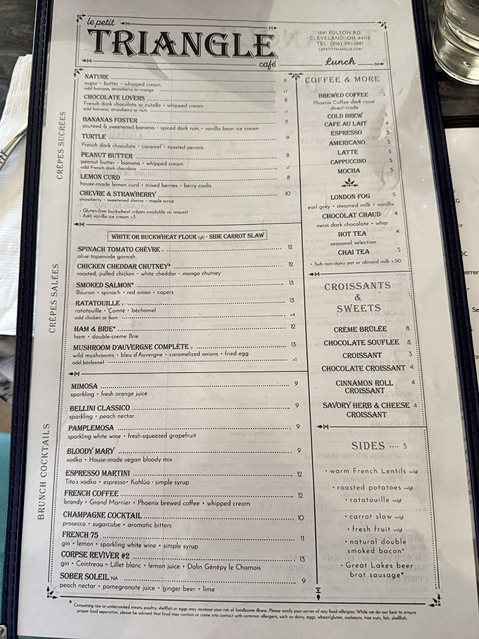 The menu reads like a love letter to French cuisine, with everything from crepes to escargot. Decision paralysis has never been so delicious.