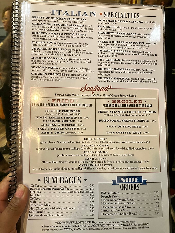 The menu reads like a love letter to comfort food, with Italian specialties that would make your grandmother weep with joy.