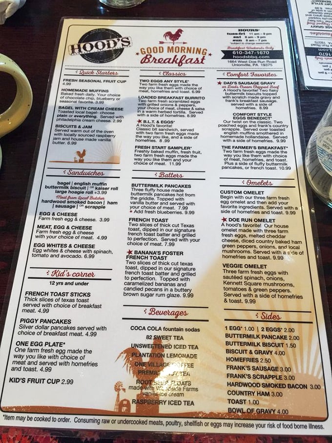 A menu that doesn't know the meaning of "small portions." Each page offers a United Nations of comfort food options, from Greek specialties to all-American classics.