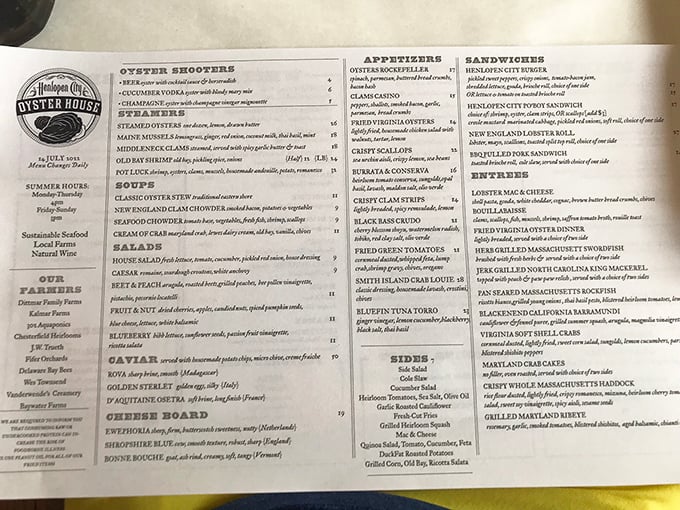 A menu that reads like love letters from the sea &ndash; each item promising a different kind of maritime romance.