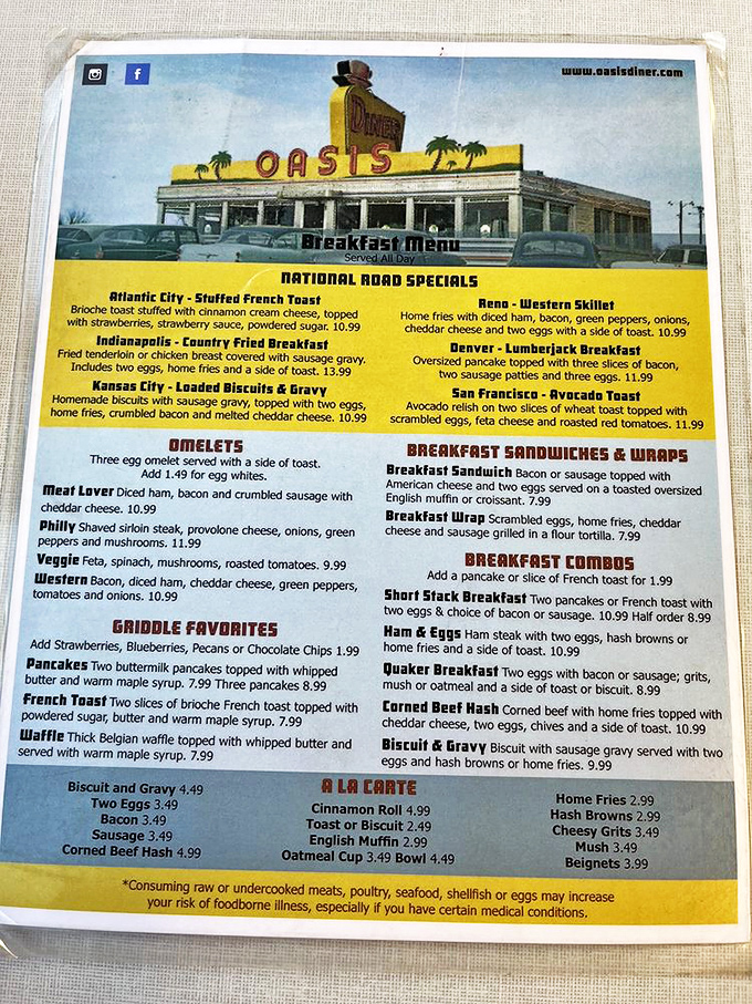 This isn't just a menu&mdash;it's a road trip across America, with breakfast specials named after cities and enough comfort food to fuel your journey.