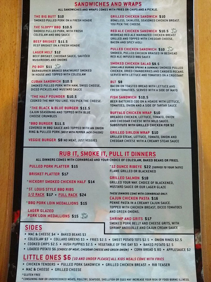 This menu isn't just a list&mdash;it's a roadmap to happiness. Choosing between "The Big Butt" and St. Louis ribs might be the most delicious dilemma you'll face all week.