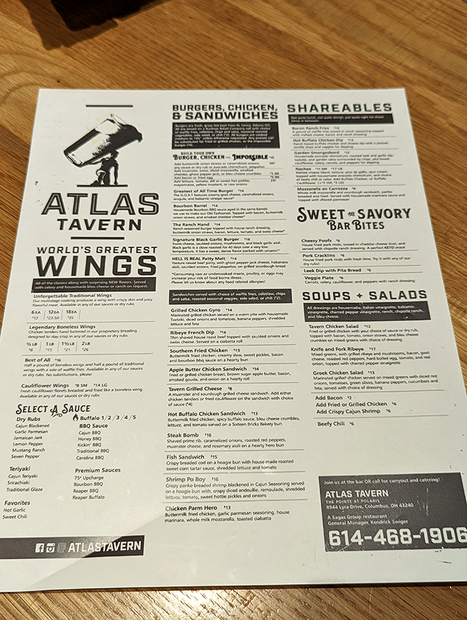 A menu that doesn't mess around. When they claim "World's Greatest Wings," they're throwing down a gastronomic gauntlet I'm happy to pick up