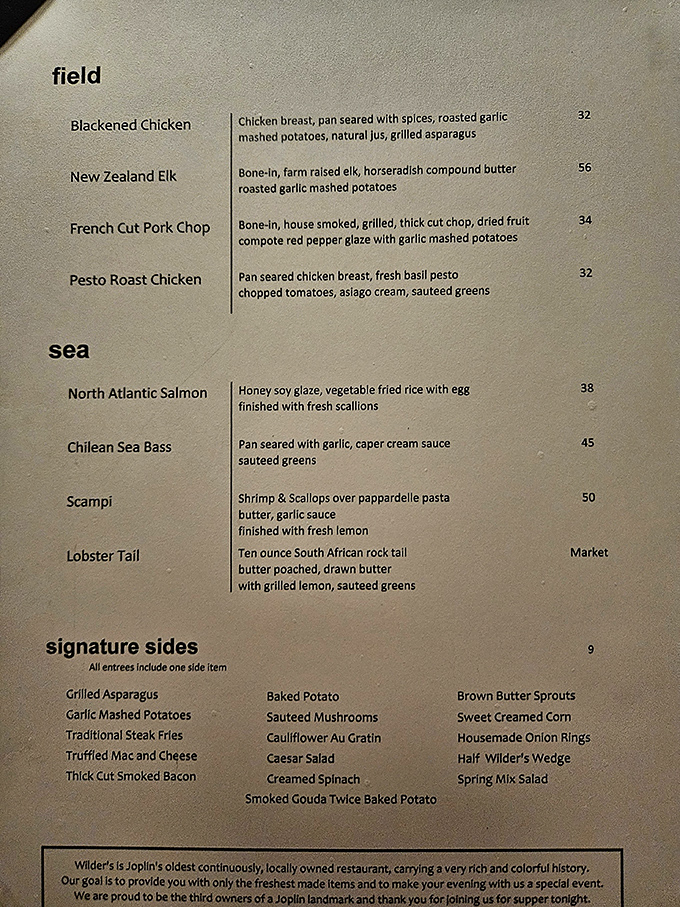 This isn't just a menu &ndash; it's a roadmap to happiness. Each description reads like poetry for your stomach, with options from field and sea.