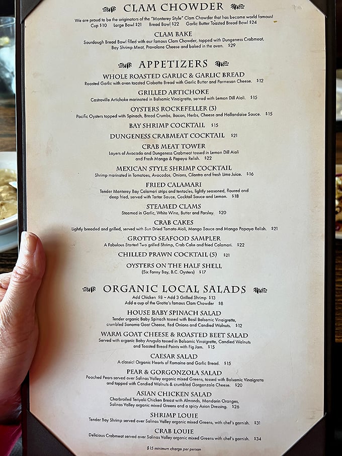 When a menu proudly declares itself "the originator" of anything, you pay attention. Especially when that anything is world-famous Monterey Style Clam Chowder.