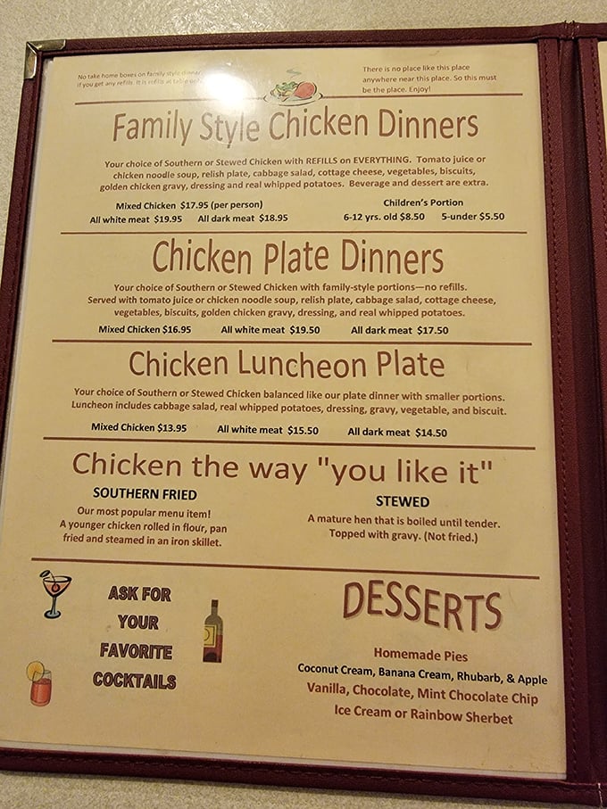 This menu isn't trying to impress you with fancy words&mdash;it's promising unlimited refills on practically everything that matters in life.