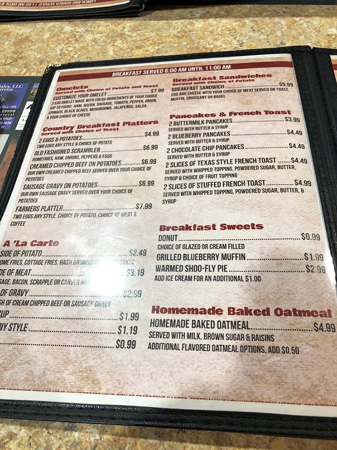 A menu that reads like a love letter to breakfast. When they list "Farmers Platter," they're not kidding&mdash;it could fuel a day of actual farming.