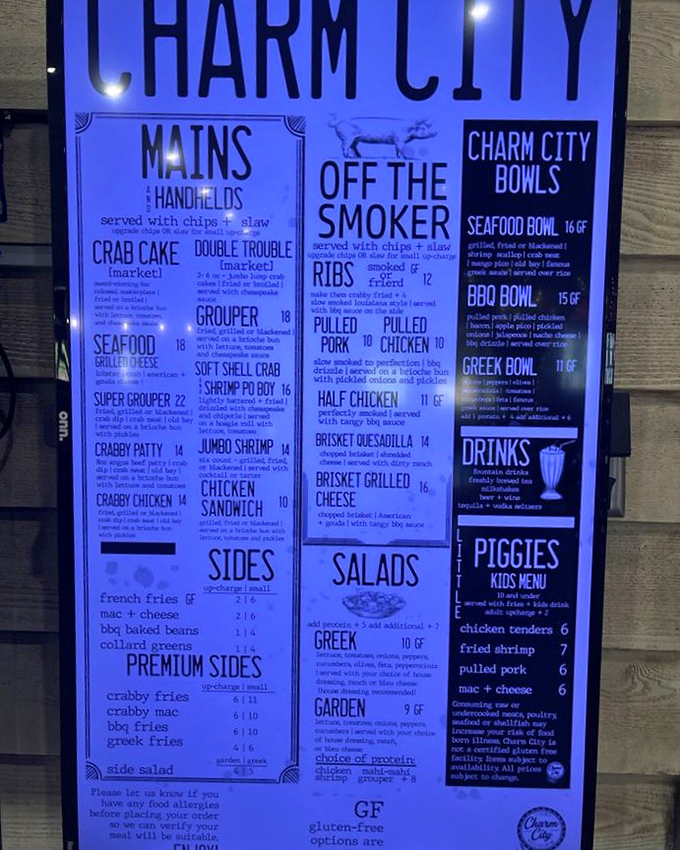 A menu that requires both hands and serious decision-making skills. The "Stick To Your Ribs" chili isn't just a meal—it's a commitment.