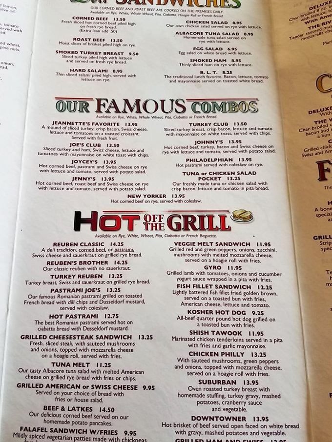 This menu reads like a love letter to the golden age of delicatessen dining.