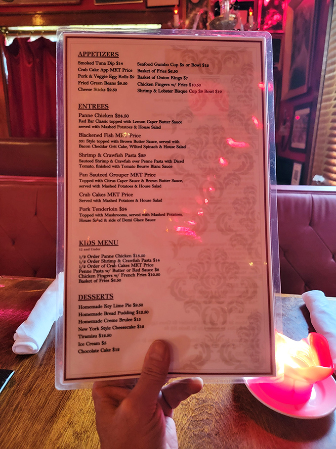 The menu reads like a love letter to Gulf Coast cuisine &ndash; straightforward, unpretentious, and filled with promises that your taste buds will thank you for later.