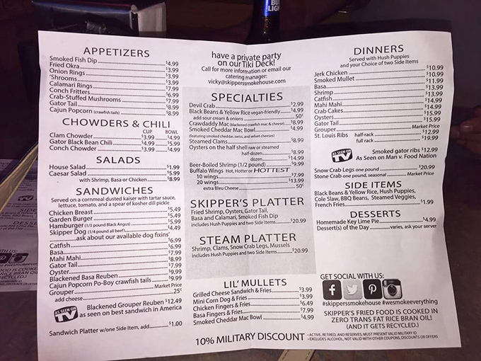 A menu that reads like a love letter to the Gulf Coast—where decisions become deliciously difficult and calories cease to exist.