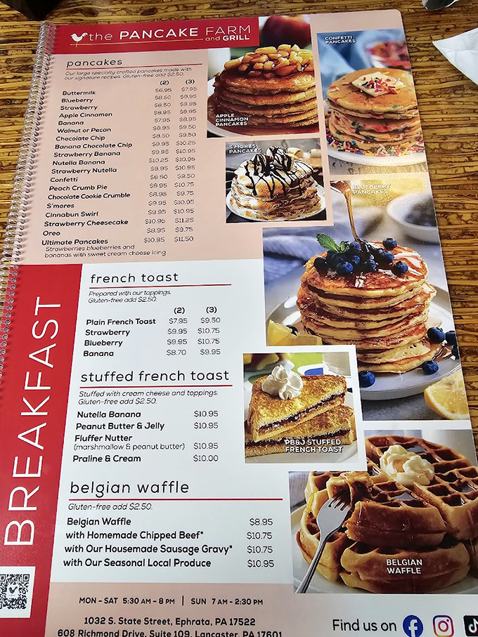 A menu that reads like breakfast poetry. From "Fluffer Nutter" French toast to Belgian waffles with homemade chipped beef, decision paralysis has never been so delicious.
