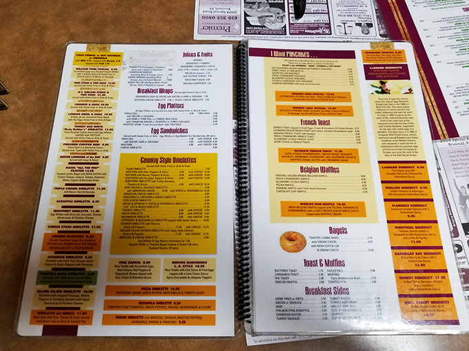 A menu so extensive it requires strategic planning. Like choosing which rides to hit first at Disney World, but with more bacon options.