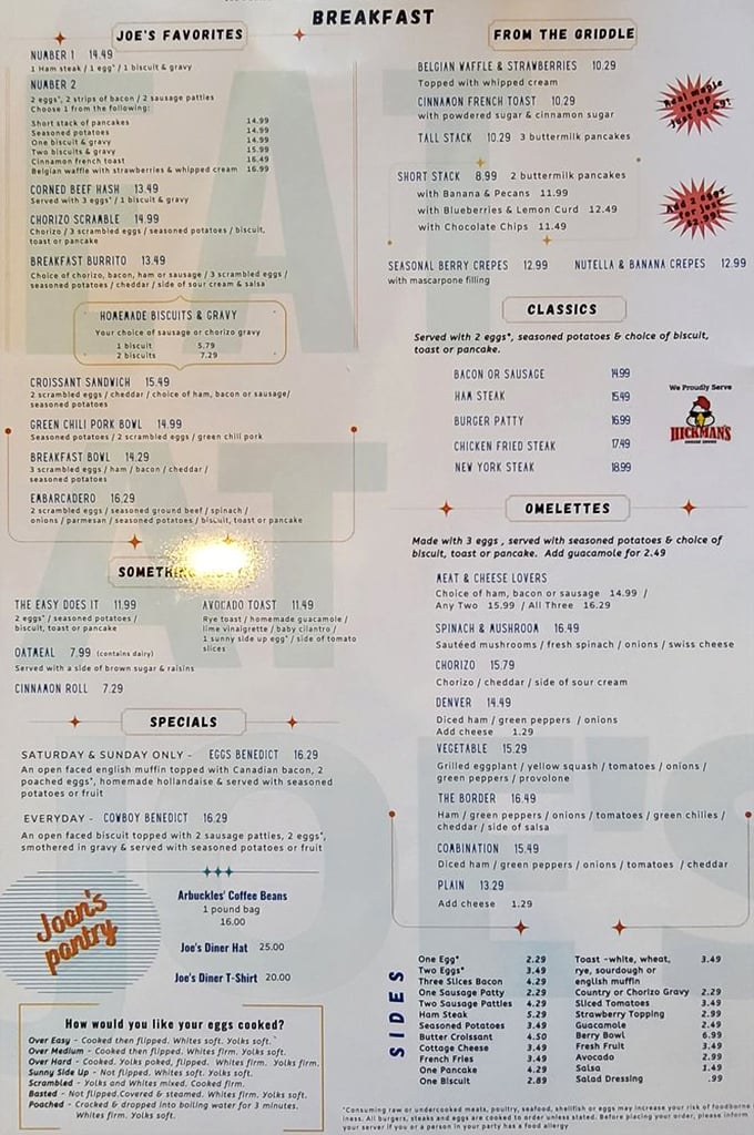 A menu that reads like a love letter to breakfast classics. Decision paralysis has never been so delicious.