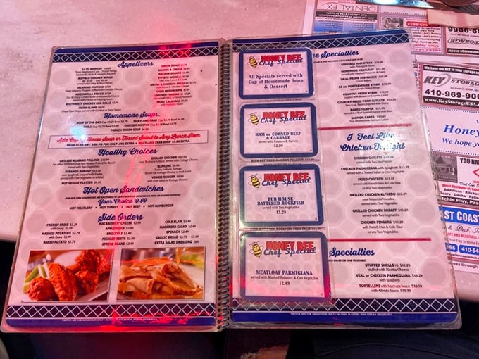 The menu at Honey Bee isn't just extensive &ndash; it's a novel of comfort food possibilities that might require reading glasses and serious decision-making skills.