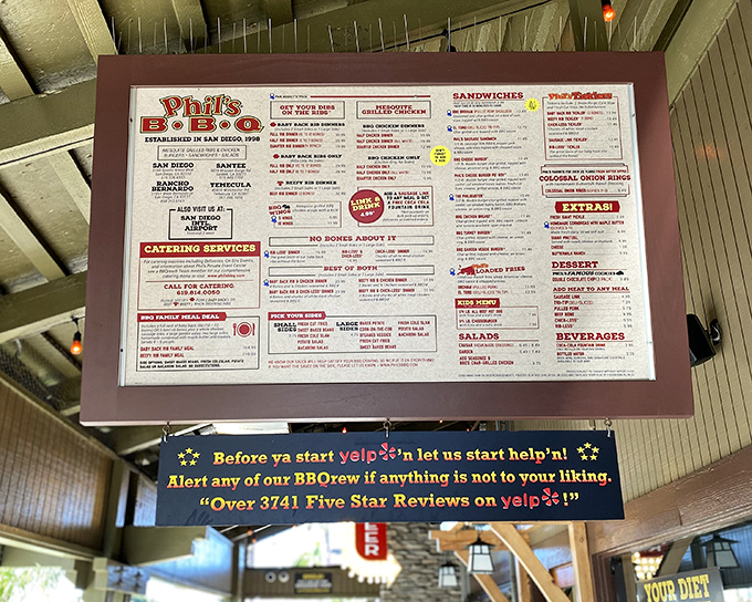 This menu isn't just a list of options&mdash;it's a roadmap to happiness. Note the proud declaration of over 3,741 five-star reviews!