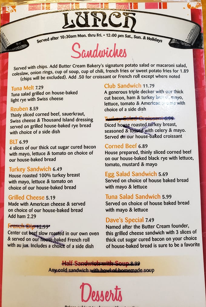 The lunch menu reads like a love letter to comfort food classics. Dave's Special sandwich? Consider it special ordered.