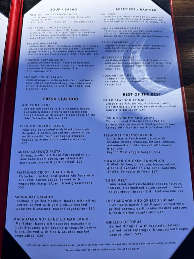 A menu that reads like a love letter to the Pacific, featuring everything from coconut shrimp to grilled octopus