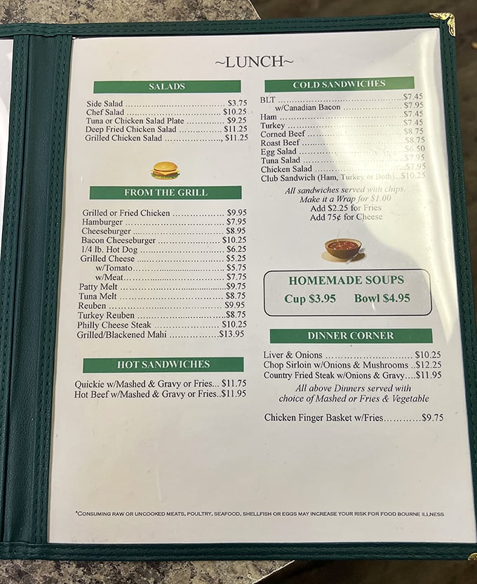 This menu isn't trying to reinvent the culinary wheel—it's perfecting classics like Reubens and country fried steak that have kept Americans happy for generations.