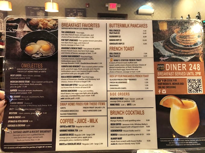 This isn't just a menu&mdash;it's a roadmap to happiness. Breakfast served all day because pancakes at dinnertime is sometimes the only rational response to adulthood.