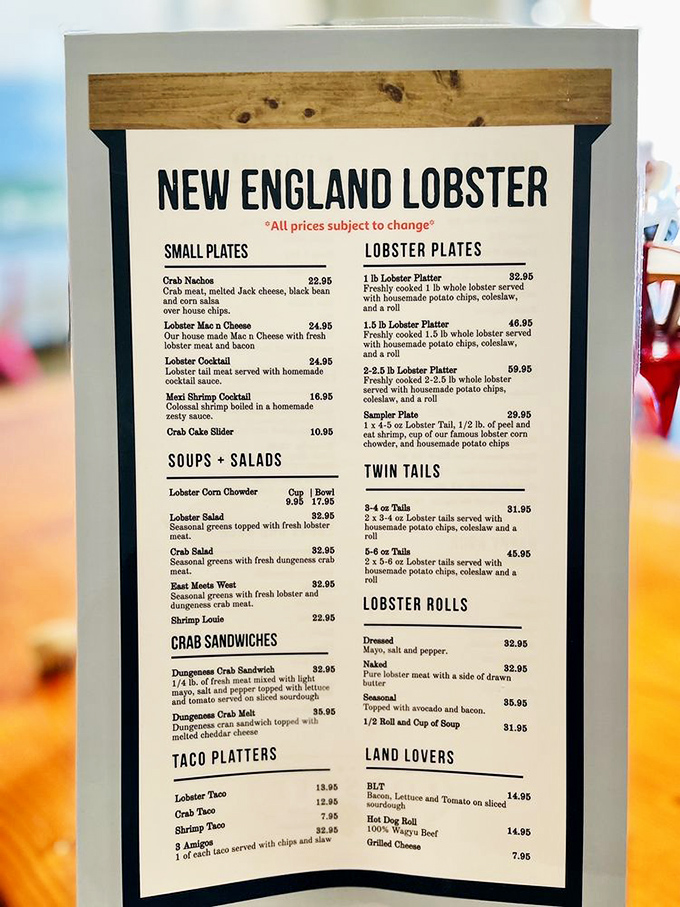 This menu isn't just a list &ndash; it's a treasure map where X marks the spot for lobster nirvana in multiple delicious forms.