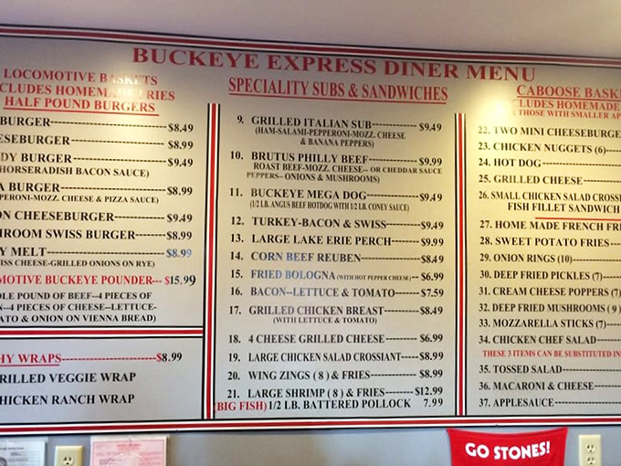 The menu reads like a love letter to American comfort food, with railroad-themed sections that'll have you whistling with anticipation.