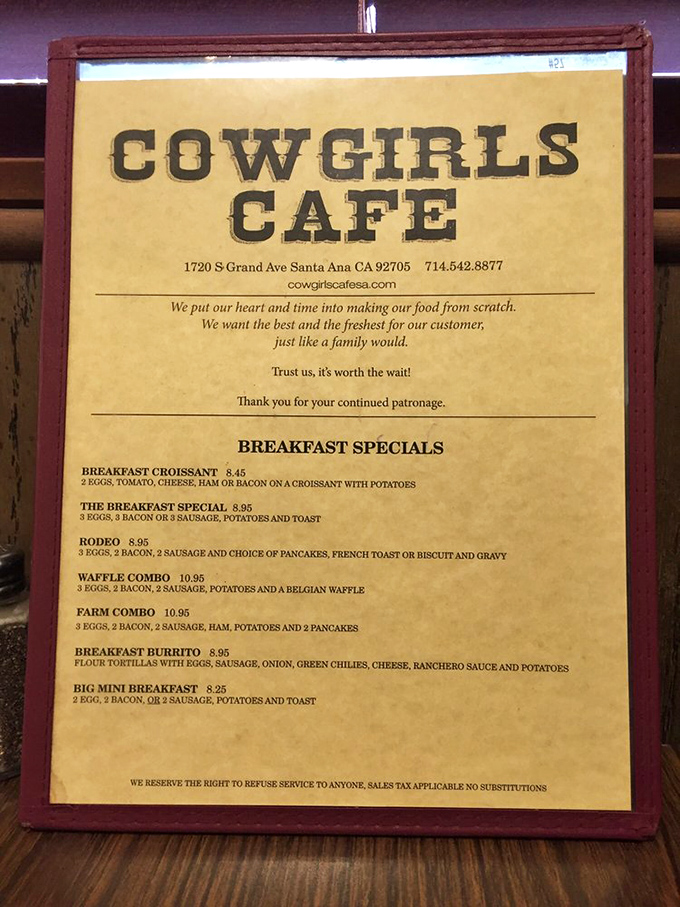 A menu that proudly declares "Trust us, it's worth the wait!" &ndash; the breakfast equivalent of finding a love note in your lunchbox.